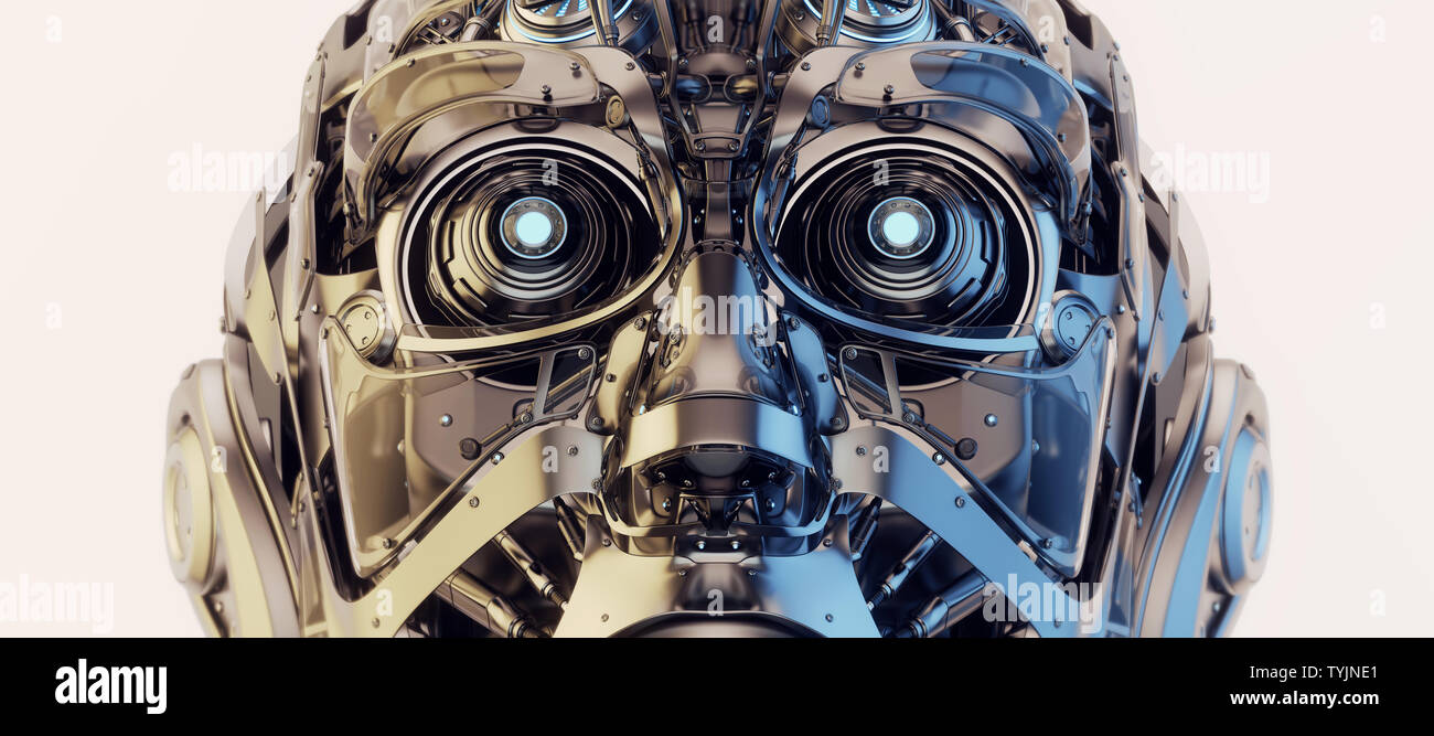 Robotic head, 3d illustration Stock Photo - Alamy