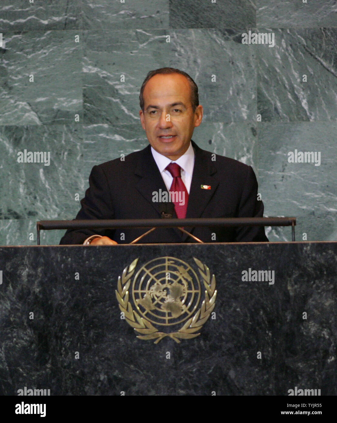 Felipe Calderon Hinojosa, President of Mexico, speaks during the 63rd ...