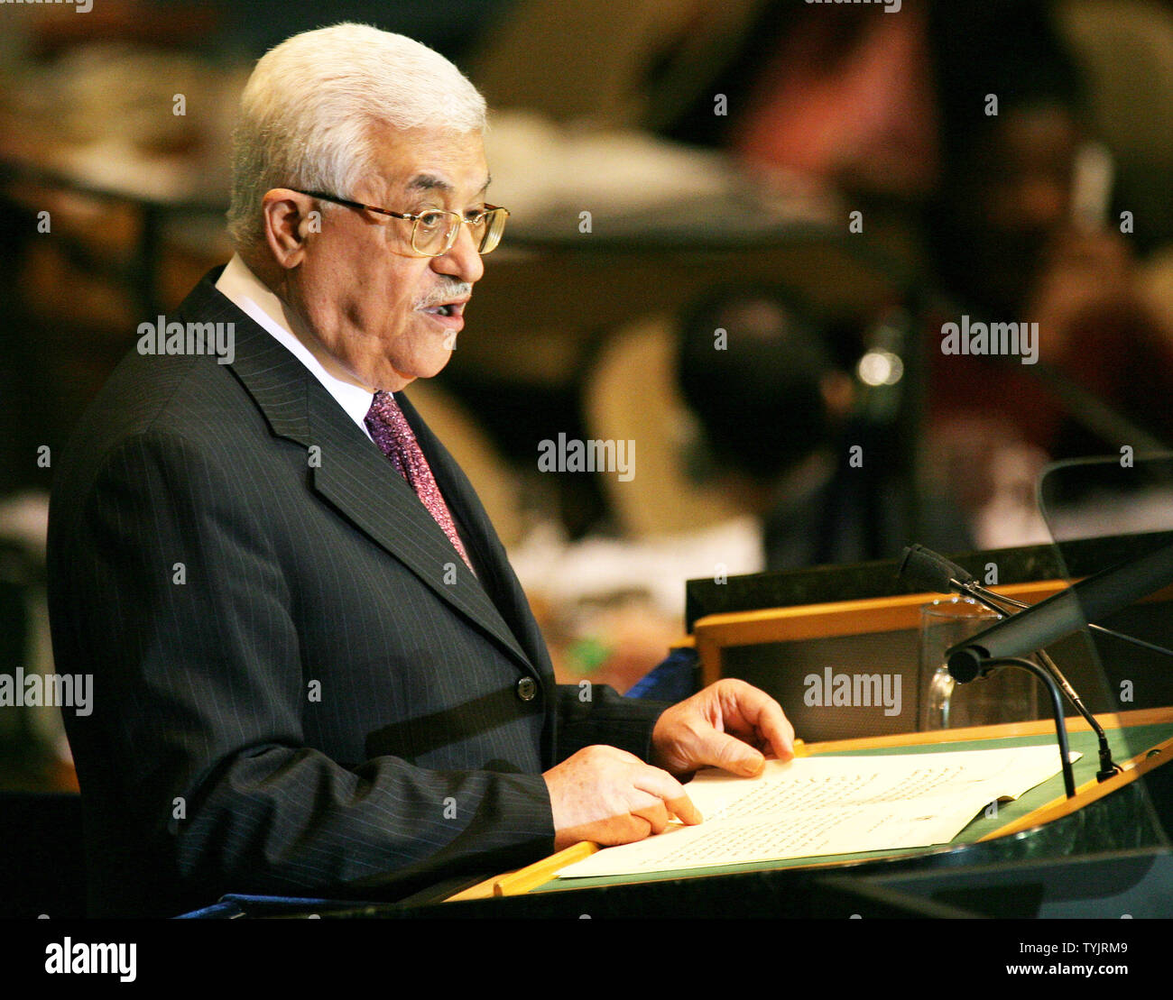 Mahmoud Abbas, president of the Palestinian Authority, addresses the ...