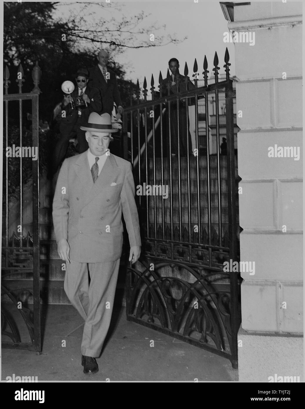Secretary of State Edward Stettinius leaving the White House at about ...