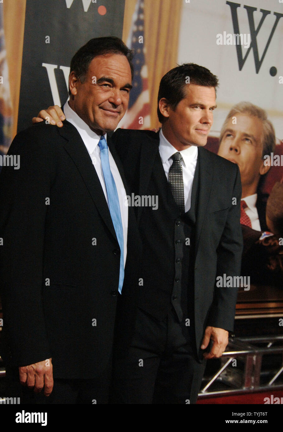 Director Oliver Stone (L) and actor Josh Brolin who portrays U.S ...