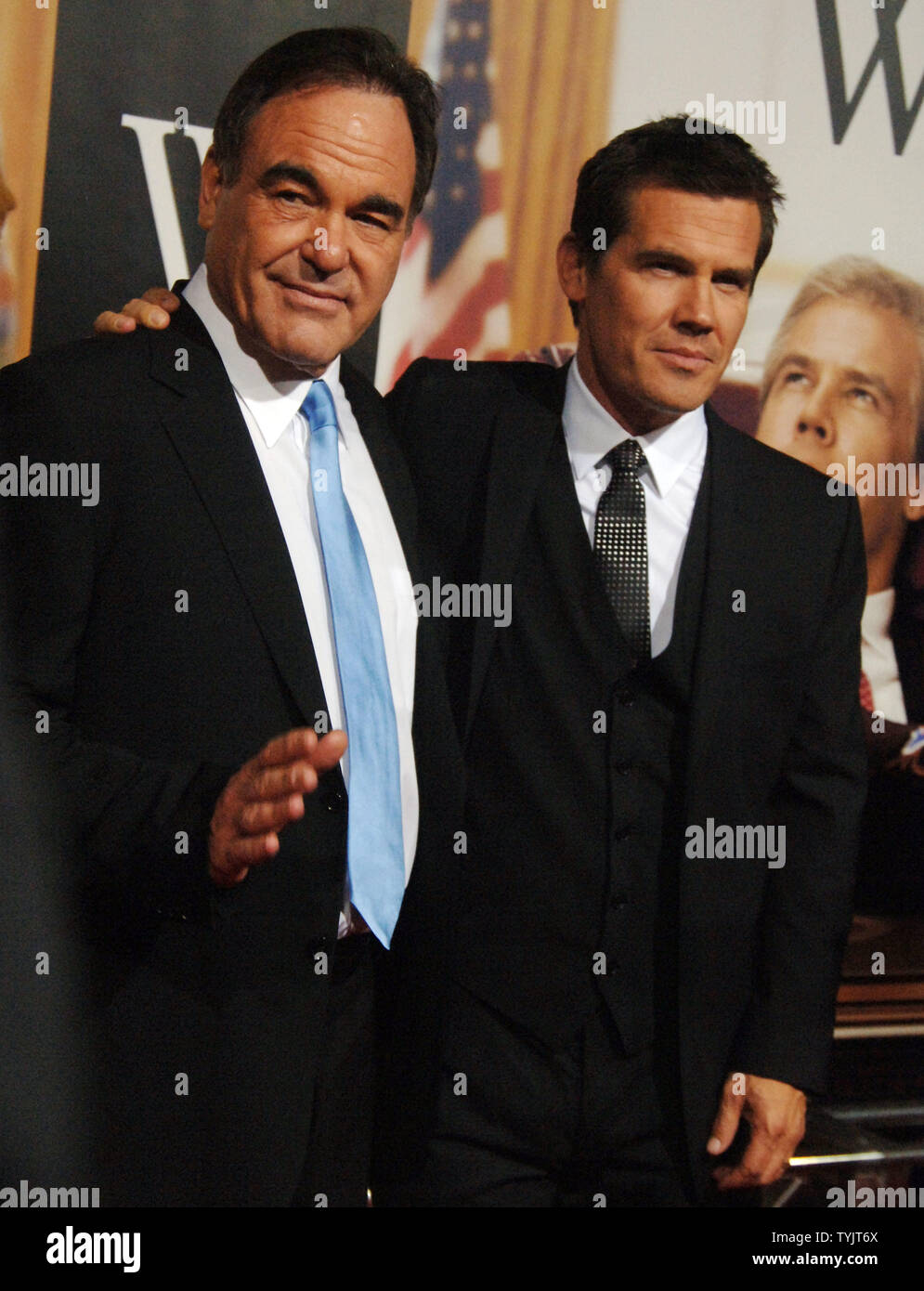 Director Oliver Stone (L) and actor Josh Brolin who portrays U.S ...