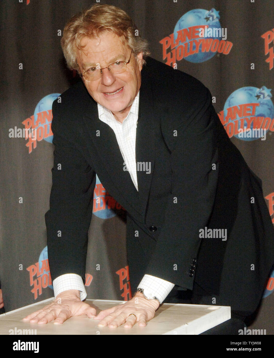 Emcee and tv personality Jerry Springer takes part in a handprint ...