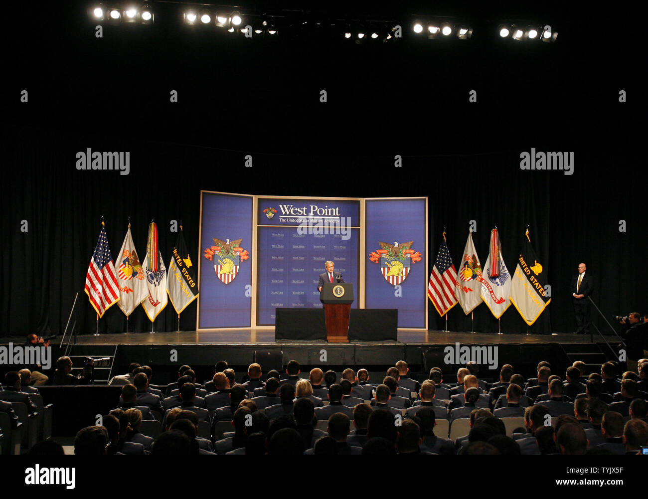 U.S. President George W. Bush speaks to cadets at the West Point ...
