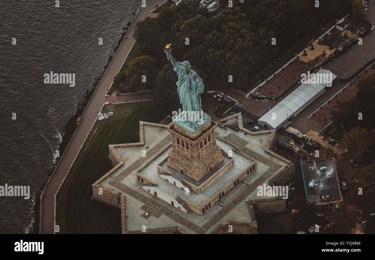 Statue of Liberty from above, New York - View of NY landmarks from ...