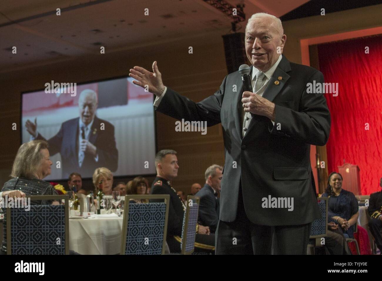 Retired Gen. Alfred M. Gray, Jr., speaks to Marines and guests ...