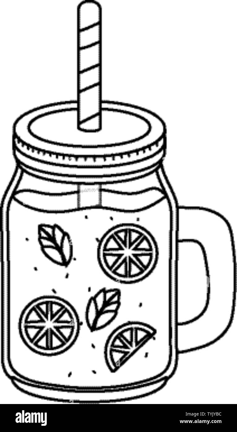 delicious tasty refresh fruit lemonade lemon juice mason jar cartoon ...