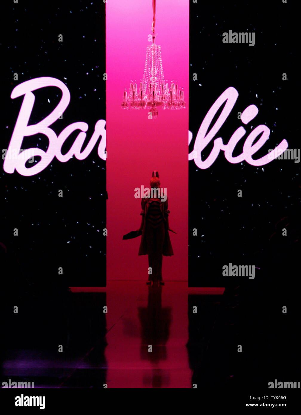 A model steps out on the catwalk in the Barbie Runway Show at the Fall ...