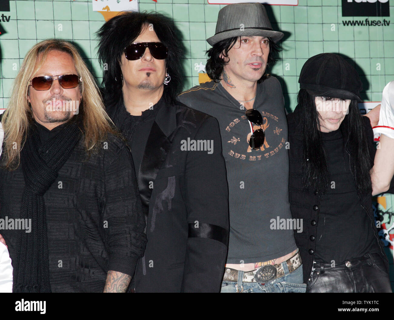 Motley Crue (L-R) Vince Neil, Nikki Sixx, Tommy Lee and Mick Mars ...