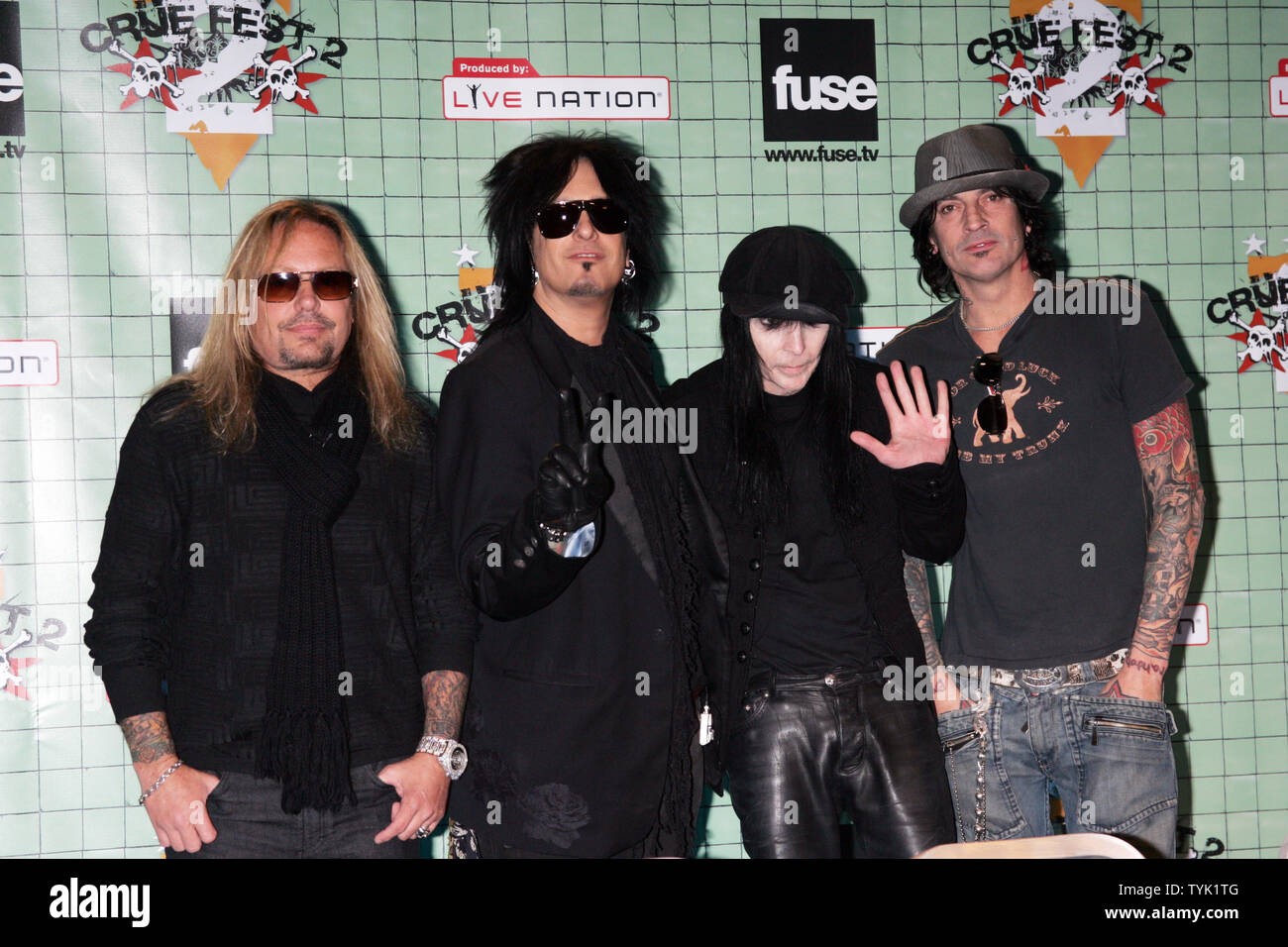 Motley Crue (L-R) Vince Neil, Nikki Sixx, Tommy Lee and Mick Mars ...