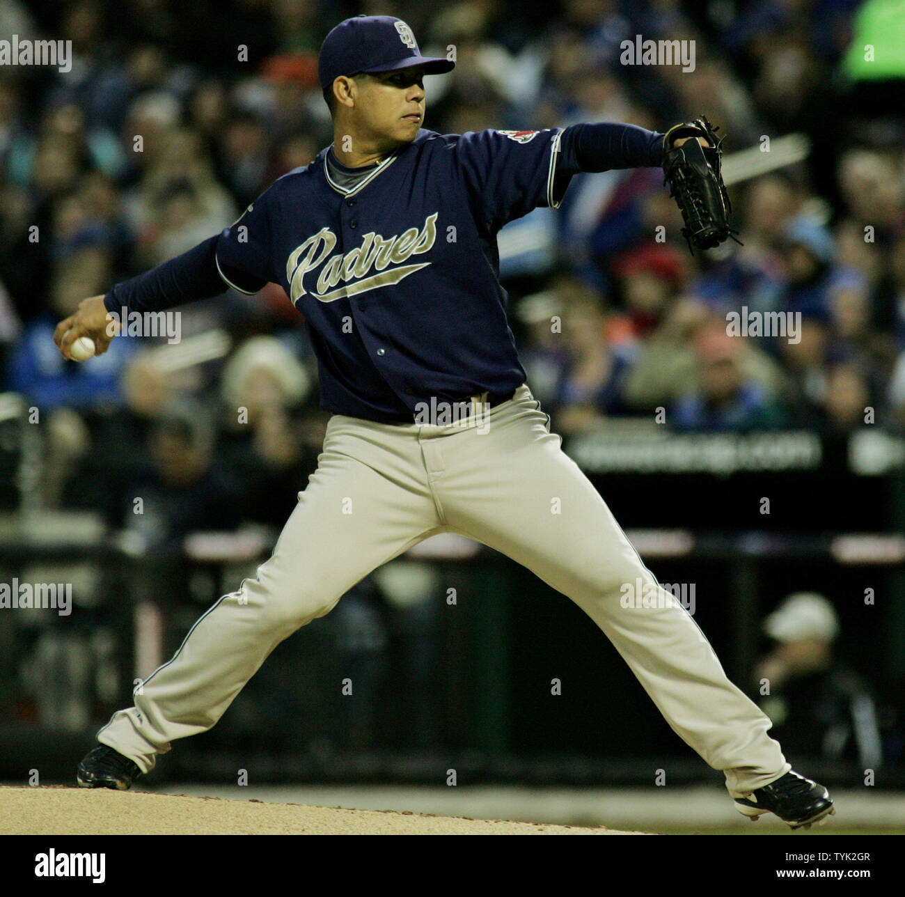 Walter Silva of the San Francisco Padres pitches to the New York Mets ...