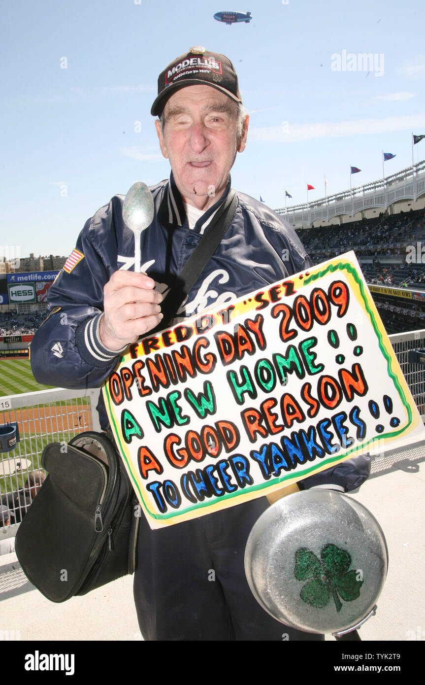 New York Yankees fan Fred Schulman attends the Yankees' opening day ...