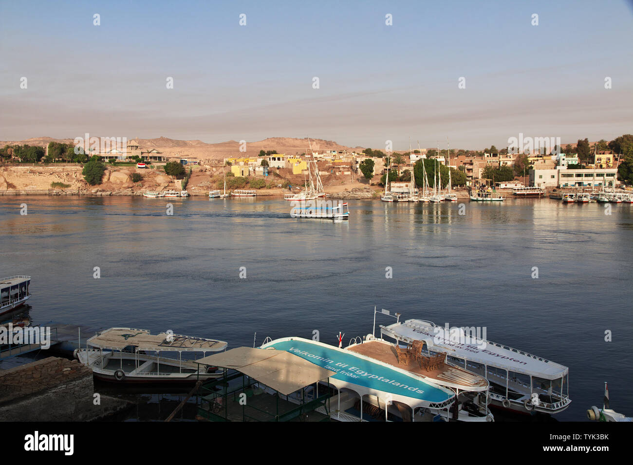 Aswan city in Egypt on the Nile river Stock Photo - Alamy