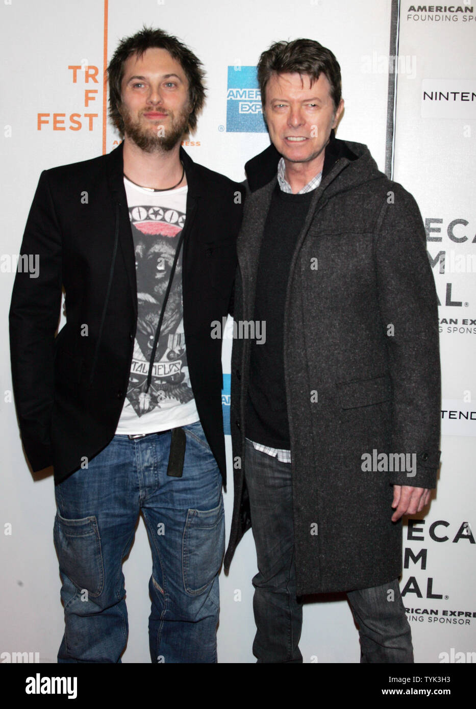 David Bowie and son Duncan Jones arrive for the Tribeca Film Festival ...