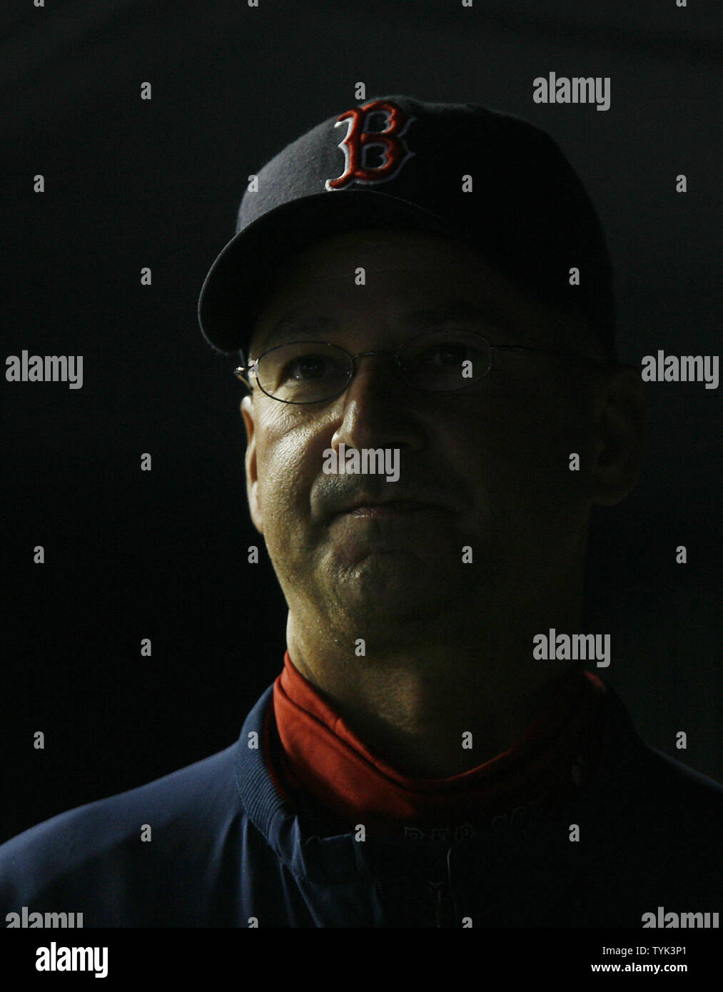 Boston Red Sox manager Terry Francona waits in the dug out for the ...