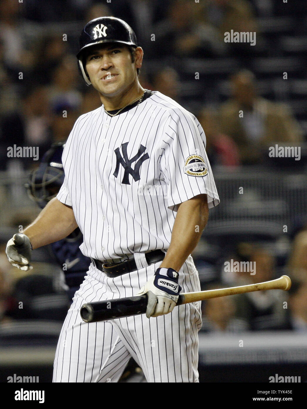 New York Yankees Johnny Damon reacts after striking out in the fourth ...