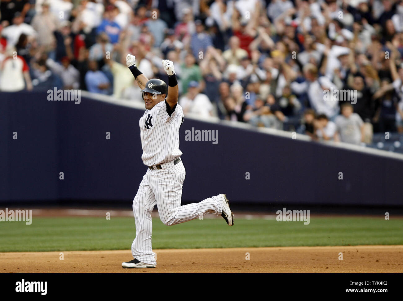 New York Yankees Melky Cabrera reacts after hitting a game winning RBI ...