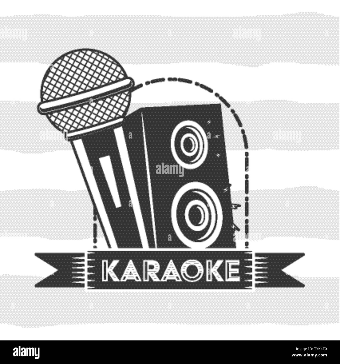 microphone and speaker sound karaoke retro style vector illustration ...