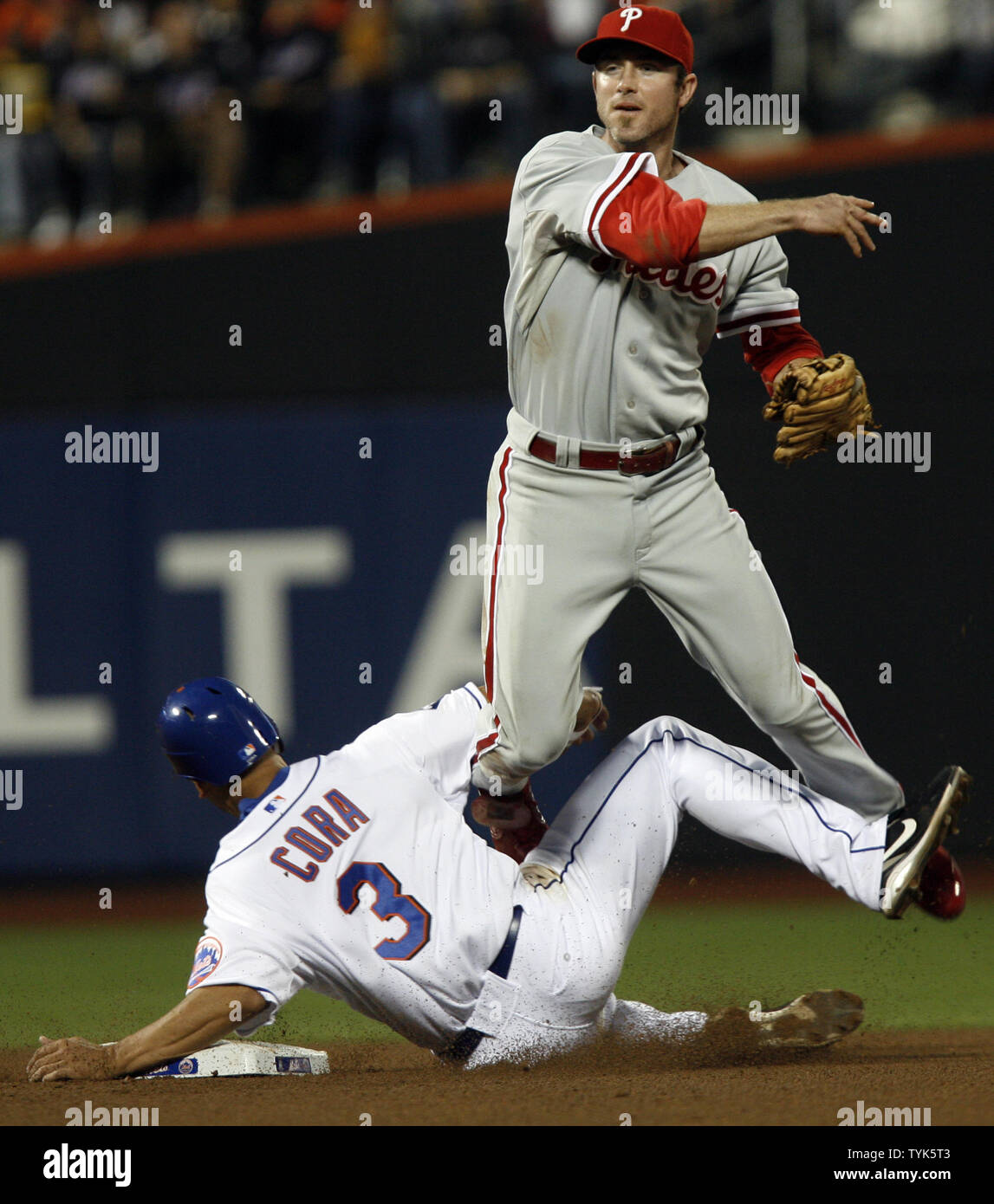 Philadelphia Phillies Chase Utley throws to first base avoiding New ...