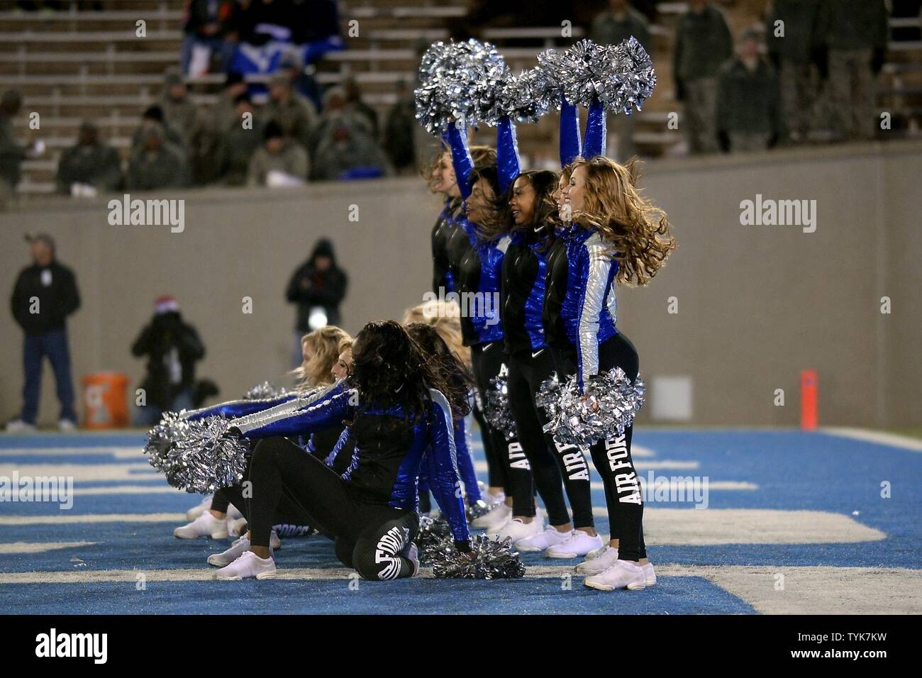 The U.S. Air Force Dance Team performs during a time out as the Air ...