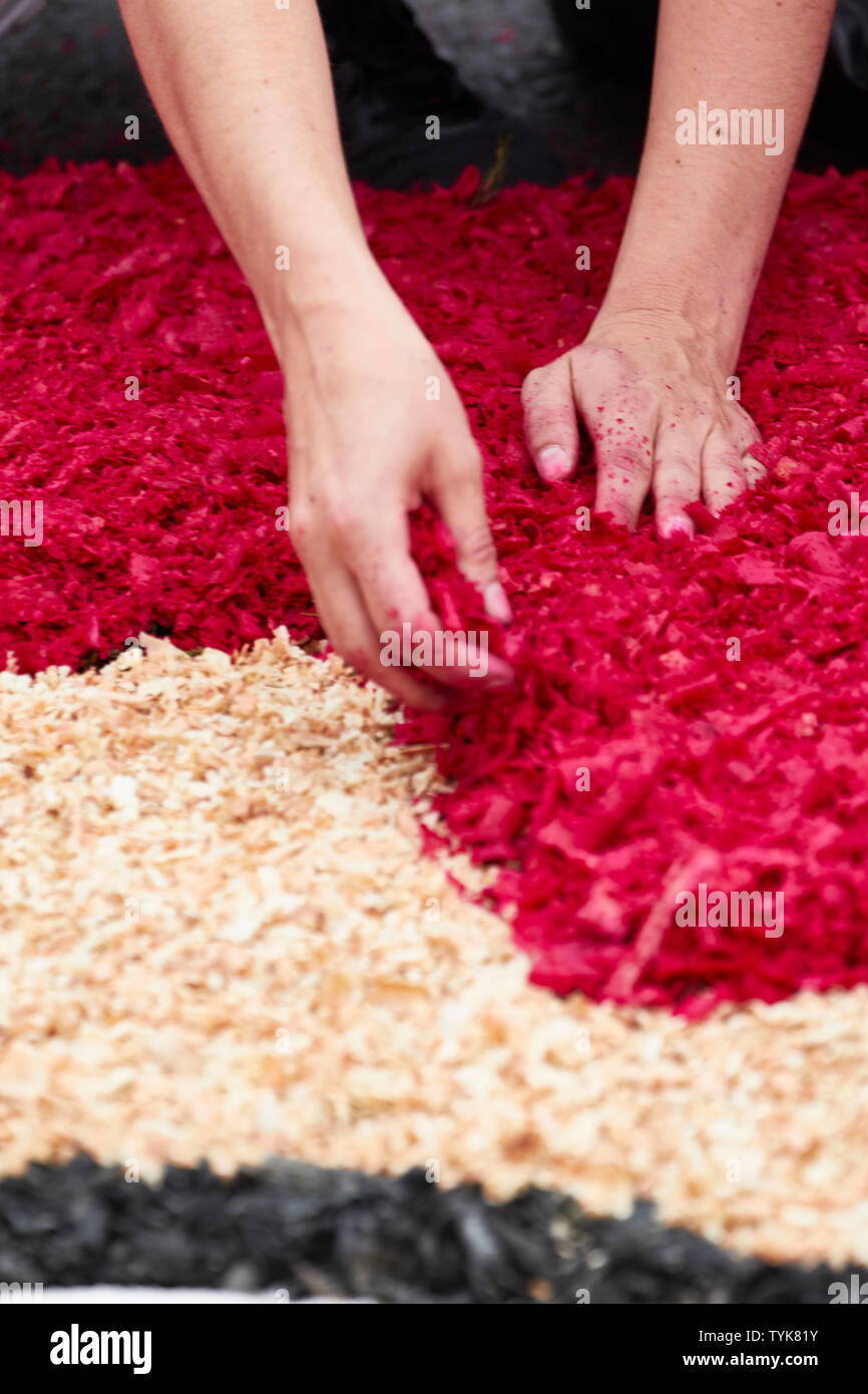 Corpus Christy religious festival in funchal, June 2019, with flowers ...