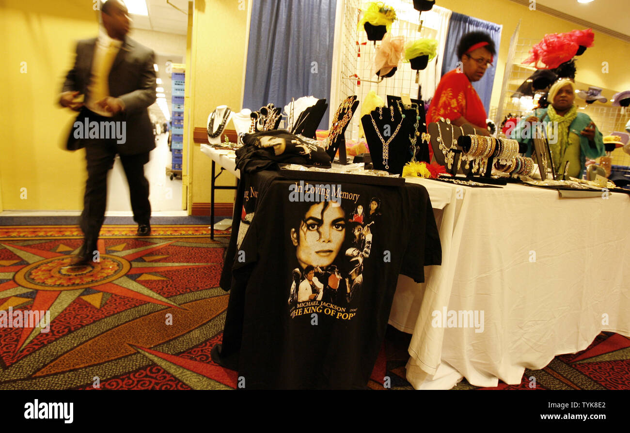 Tee shirts remembering Michael Jackson are sold at the NAACP Centennial ...