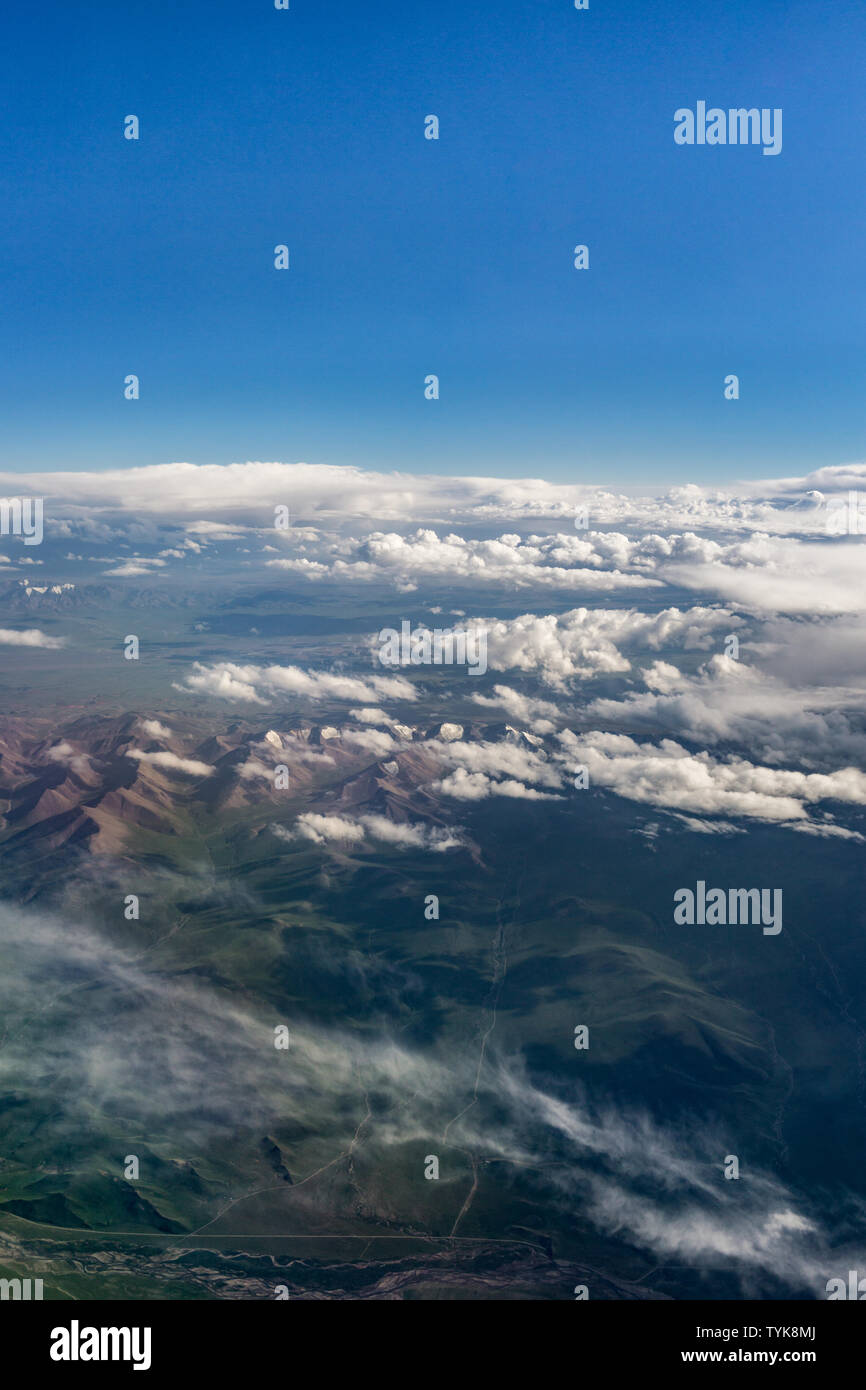Aerial shot mountains, prairie roads Stock Photo - Alamy