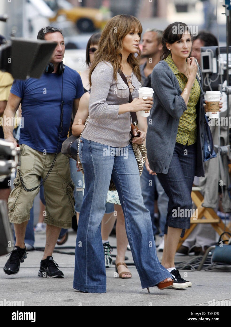 Jennifer Lopez is seen on the set of the movie "The Back-Up Plan" in ...