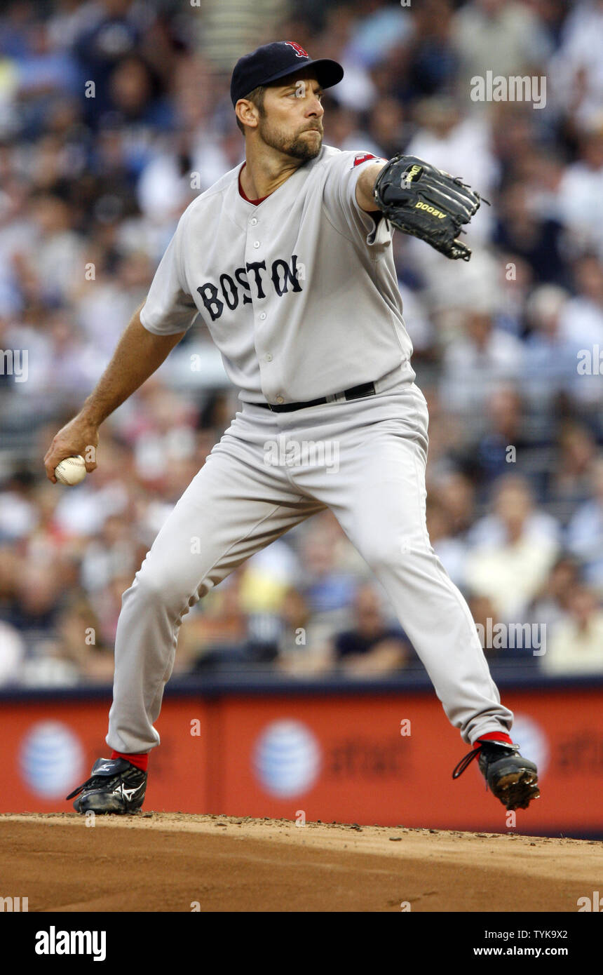 Boston Red Sox starting pitcher John Smoltz throws a pitch in the first ...