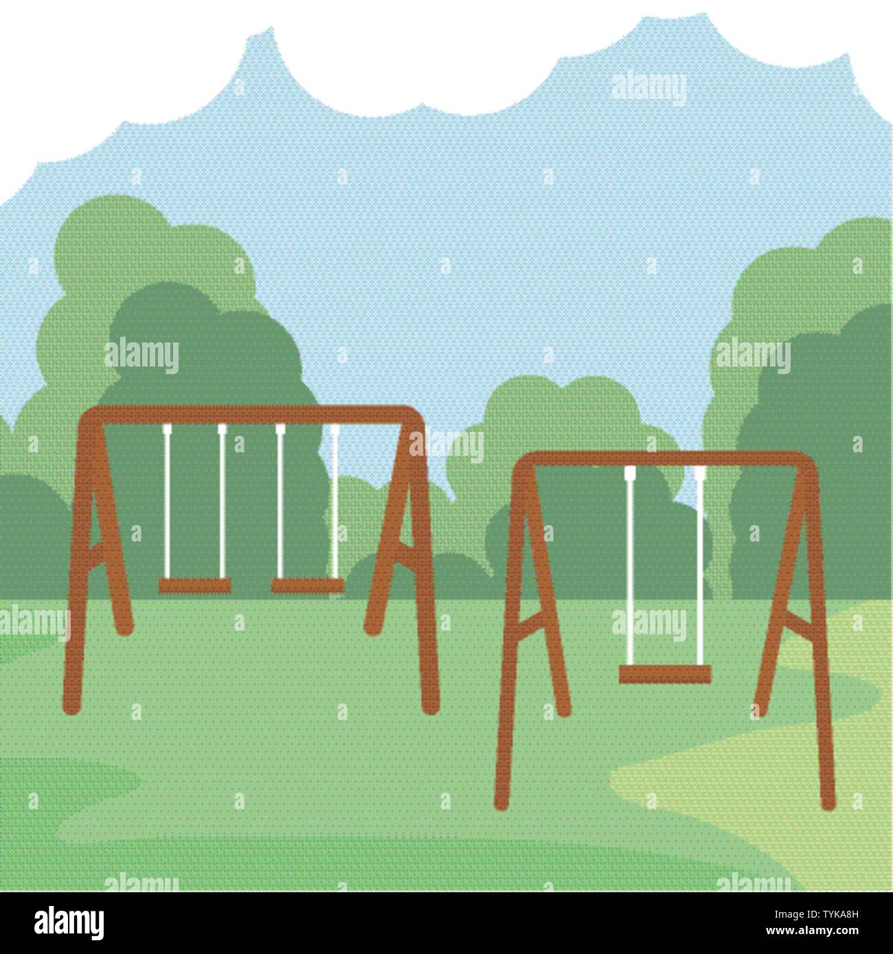 swing wooden in the park vector illustration design Stock Vector Image ...