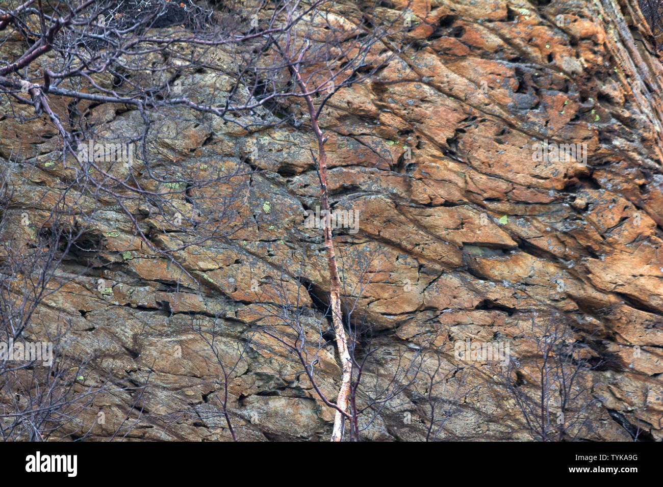 Pattern of basaltic rocks, pillow lava shifted, the underwater eruption ...