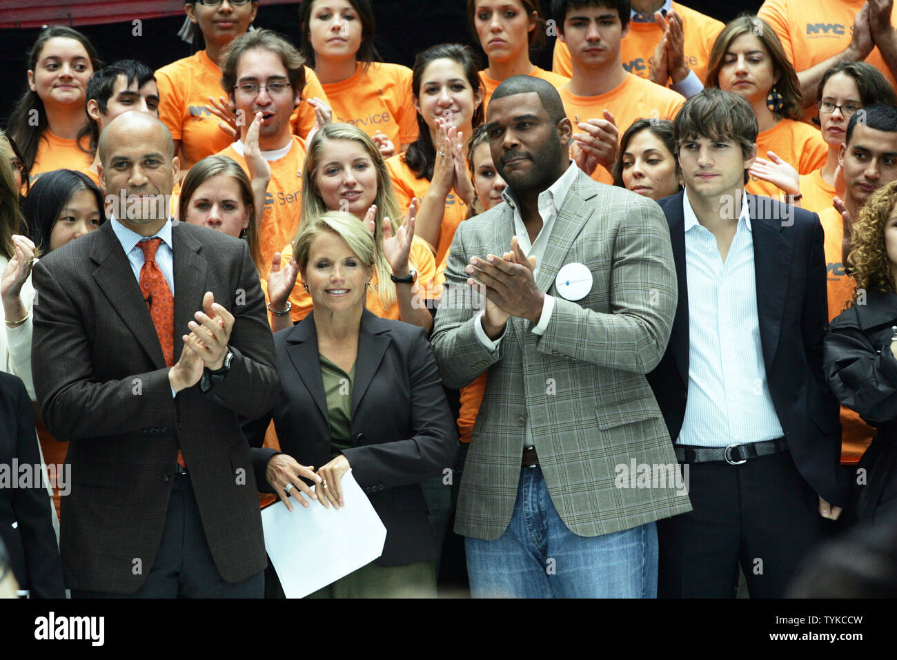 (L-R) Newark, New Jersey Mayor Cory Booker, Katie Couric, Tyler Perry ...