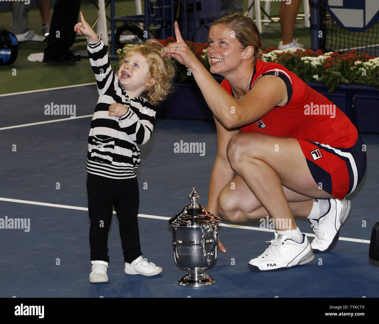 Kim Clijsters of Belgium and her daughter Jada Ellie have fun with the ...