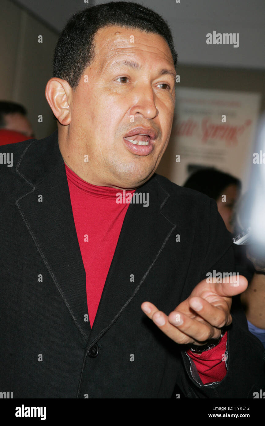 Venezuelan President Hugo Chavez arrives for the Screening of "South of ...