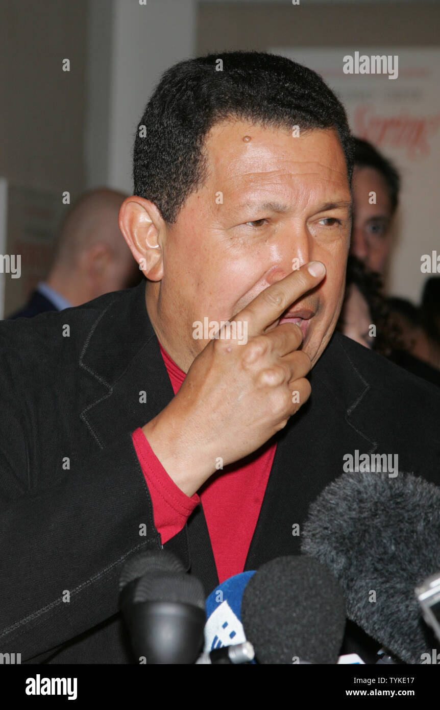 Venezuelan President Hugo Chavez arrives for the Screening of "South of ...