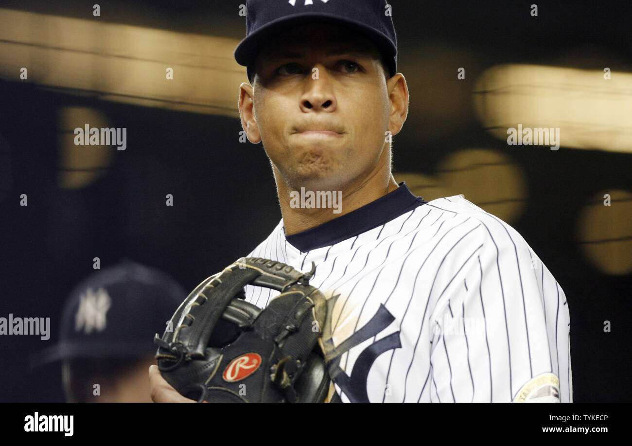 New York Yankees Alex Rodriguez jogs to the dug out in the second inning against the Boston Red ...