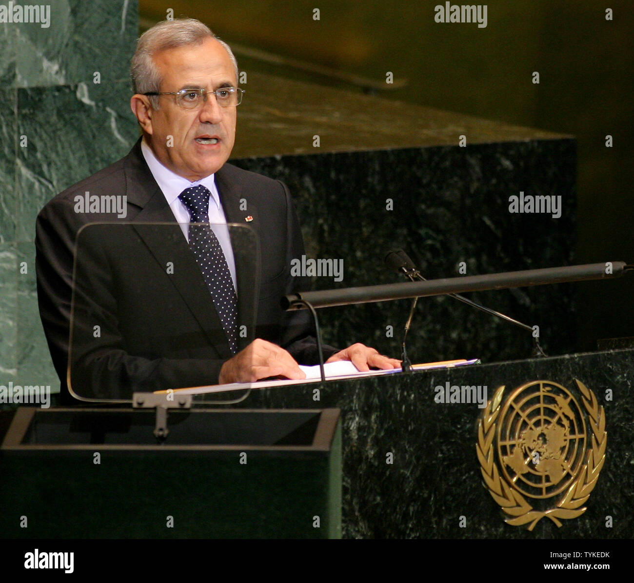 Lebanon President Michel Sleiman addresses the 64th General Assembly at ...