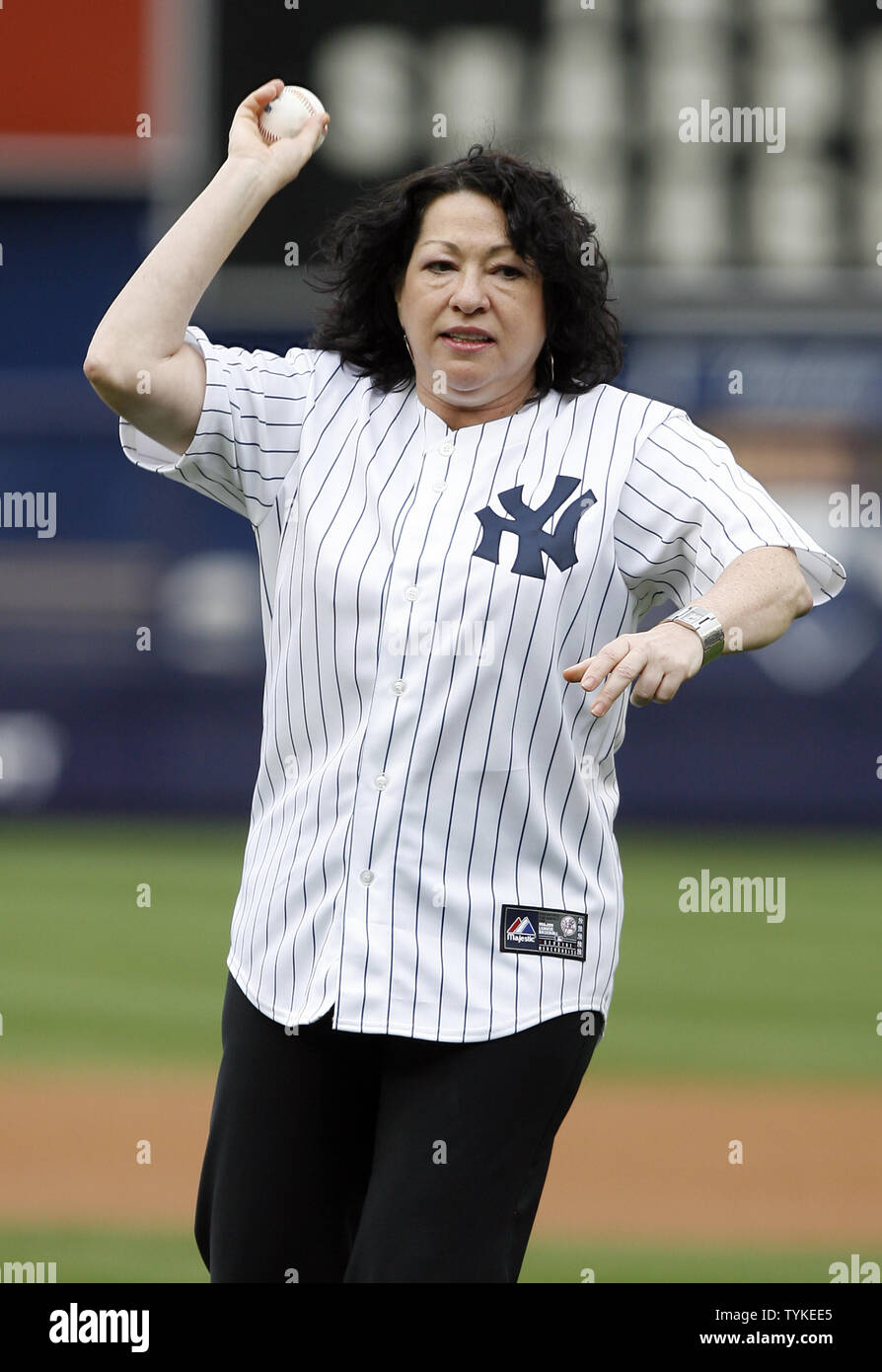 Supreme Court Justice Sonia Sotomayor throws out the first pitch before ... Supreme Court Justice Sonia Sotomayor throws out the first pitch before ...