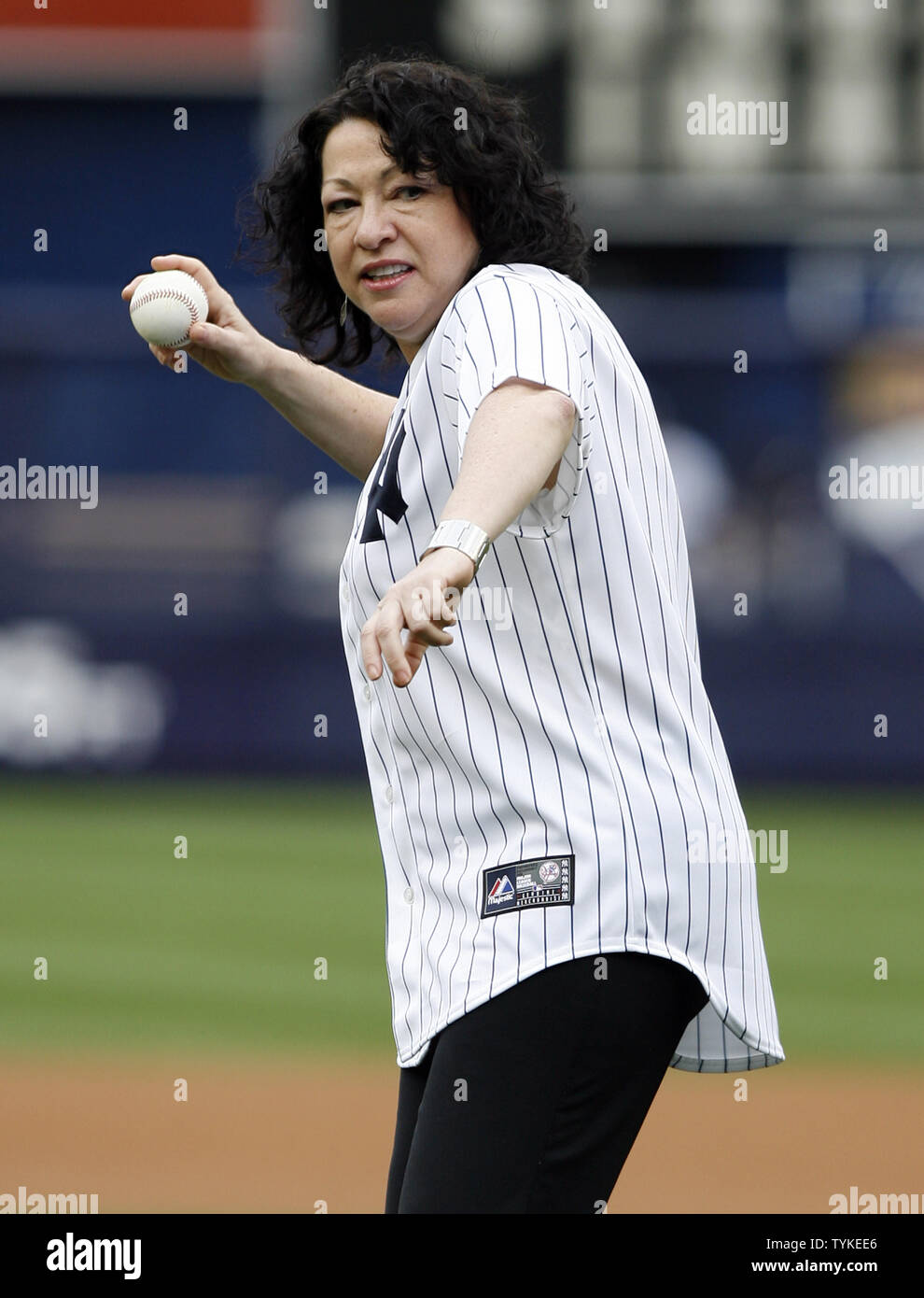Supreme Court Justice Sonia Sotomayor throws out the first pitch before ... Supreme Court Justice Sonia Sotomayor throws out the first pitch before ...