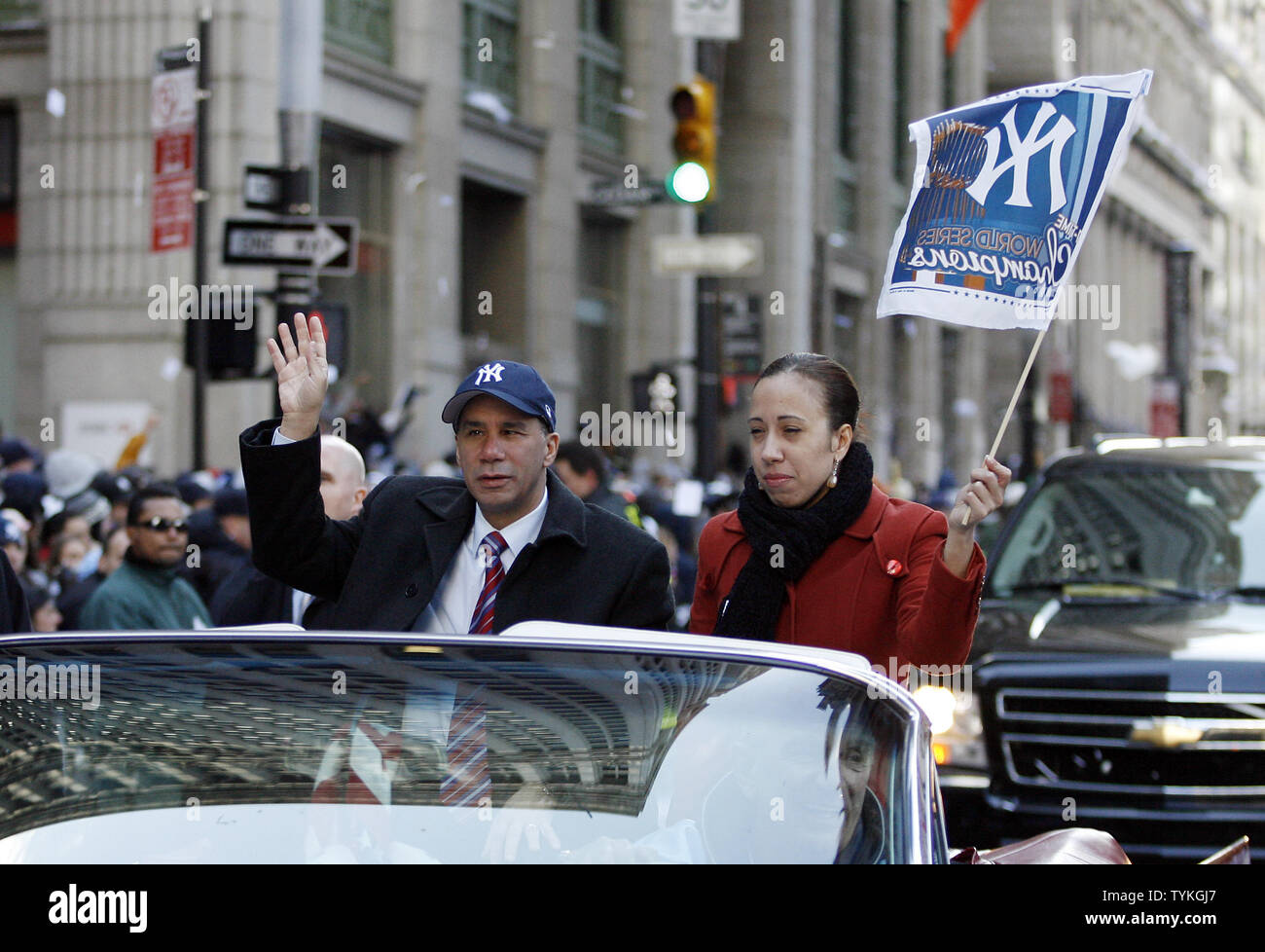 Governor of New York David A. Paterson rides with the New York Yankees ...
