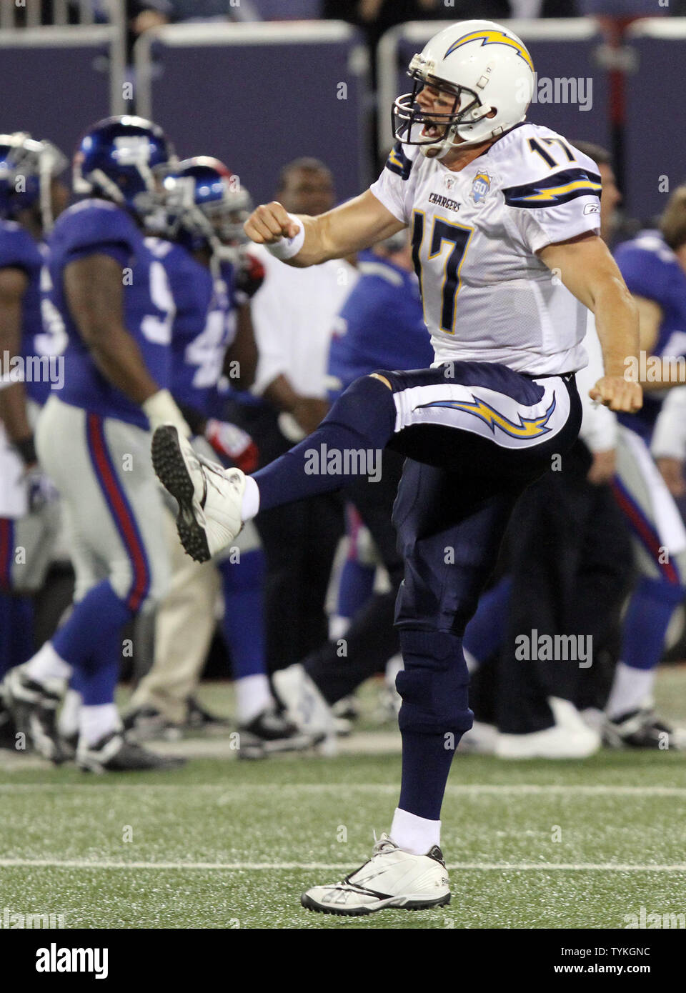 San Diego Chargers Philip Rivers reacts after throwing an 18 yard pass ...