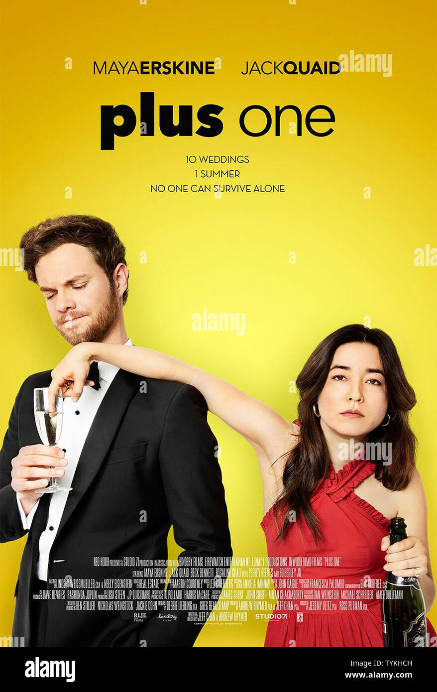 PLUS ONE, US poster, from left: Jack Quaid, Maya Erskine, 2019. © RLJE ...