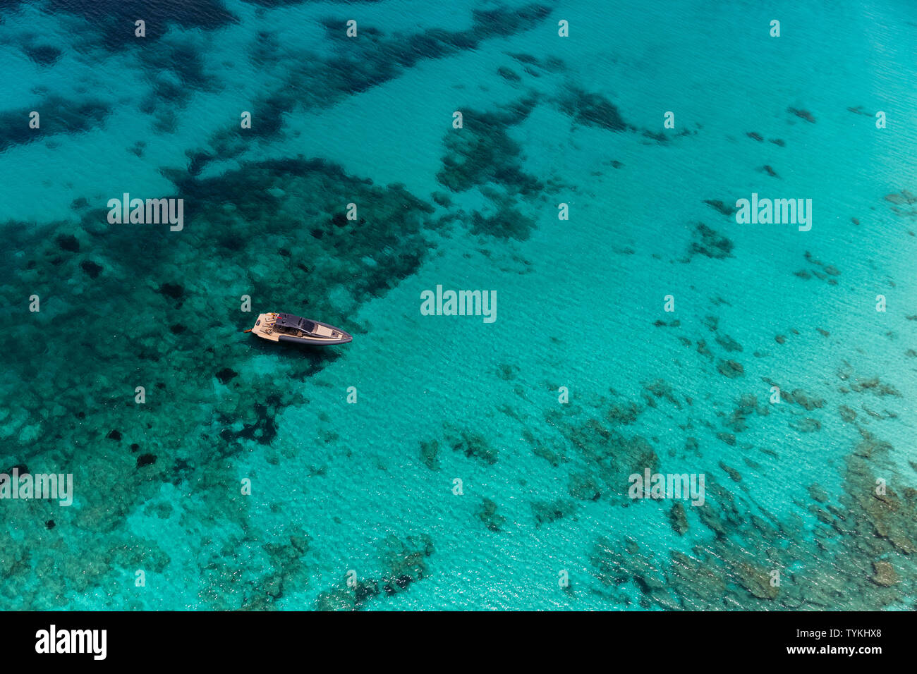 inflatable motor boat in formentera, navigate in the beautiful sea of ...