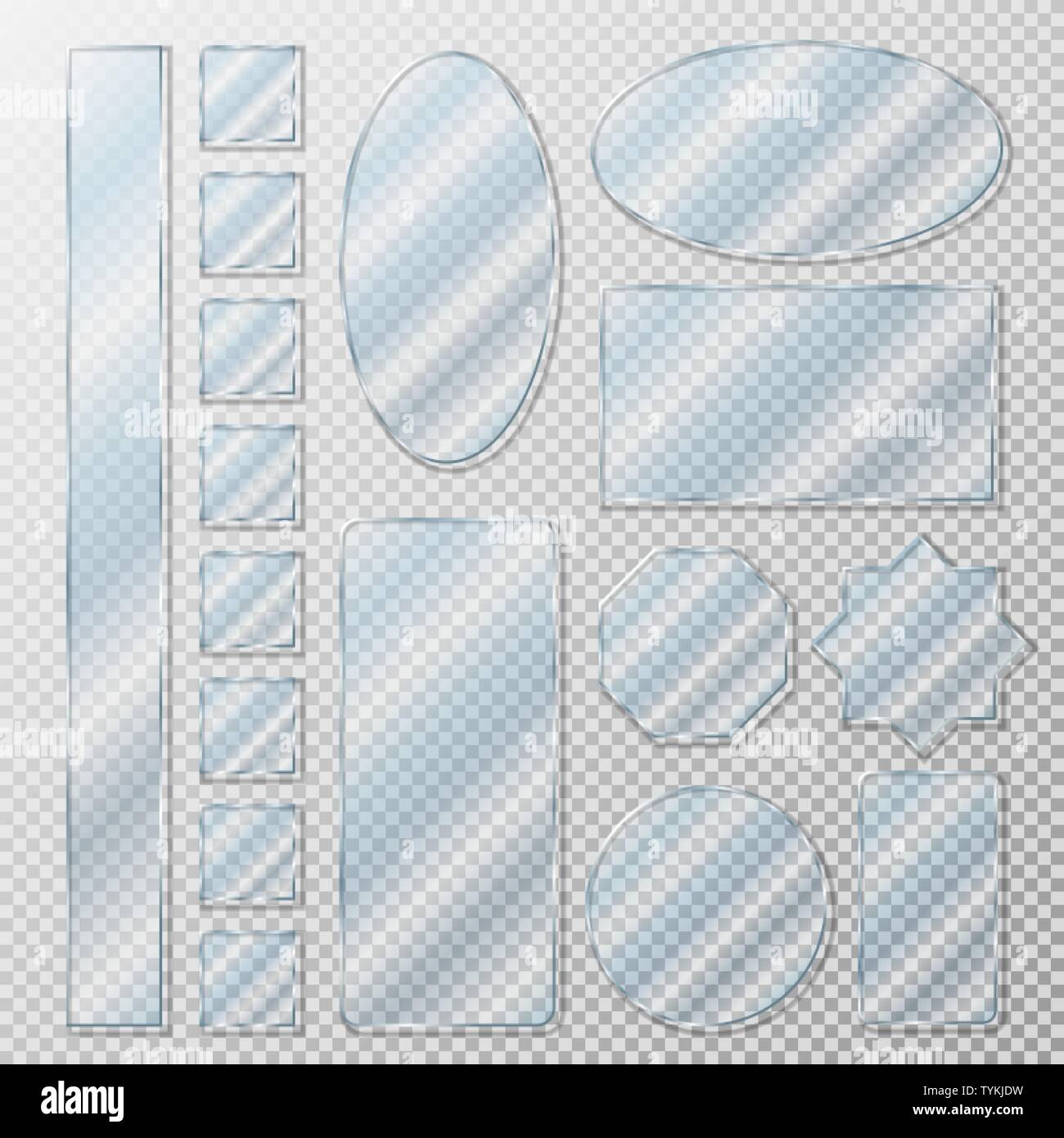 Vector set of glass plates for banner on a transparent background Stock ...