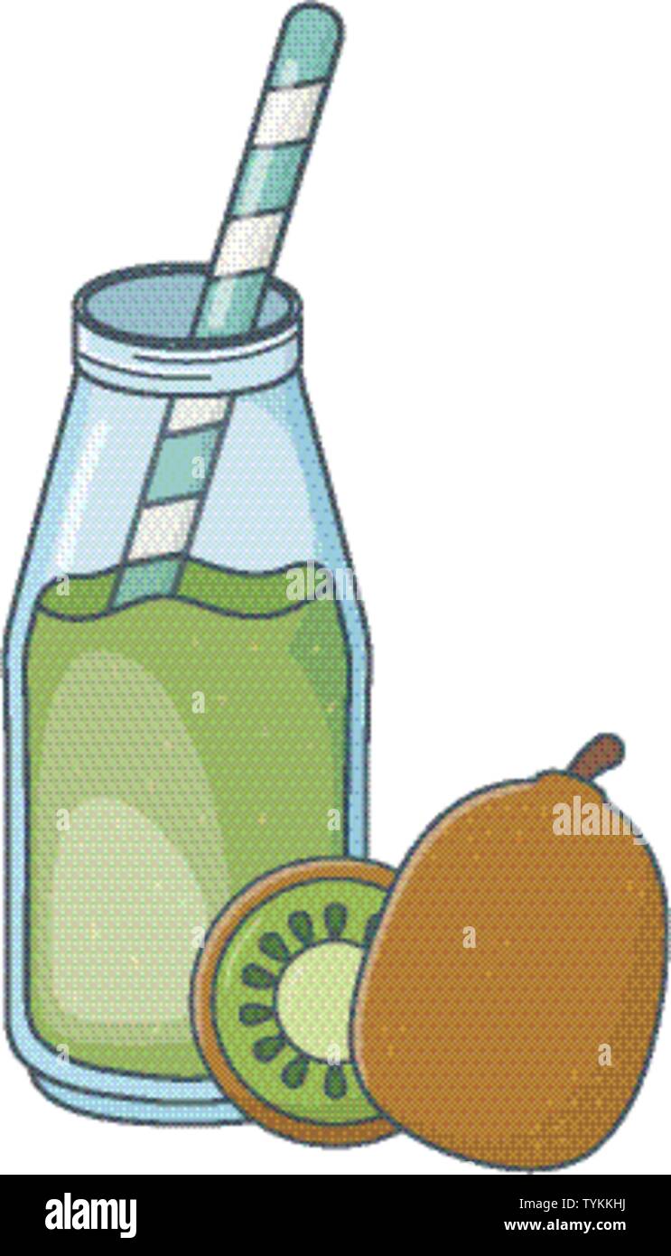 delicious healthy meal juice with fruits mix cartoon vector ...
