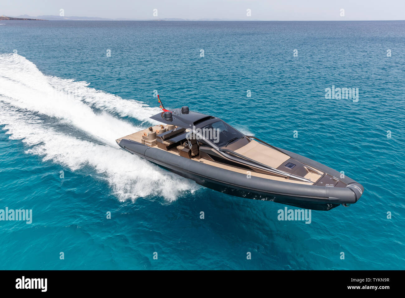 inflatable motor boat in formentera, navigate in the beautiful sea of ...