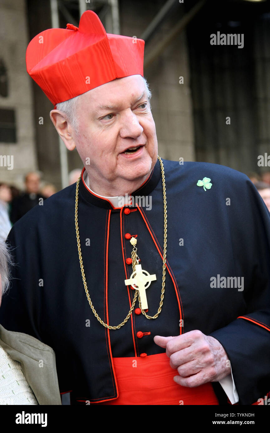 Cardinal Edward Egan outside of St. Patrick's Cathedral where he ...