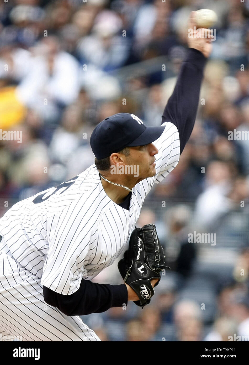 New York Yankees starting pitcher Andy Pettitte throws a pitch in the ...