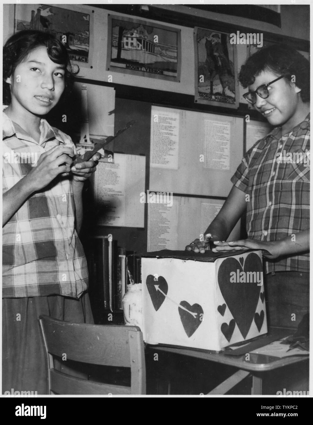 Students enjoy the valentine box Stock Photo - Alamy