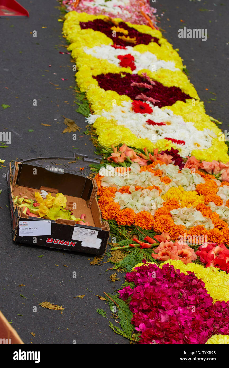 Corpus Christy religious festival in funchal, June 2019, with flowers ...